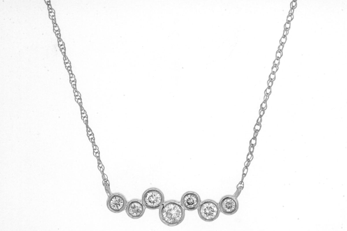 Floating Diamond Bezel Set Bar Necklace